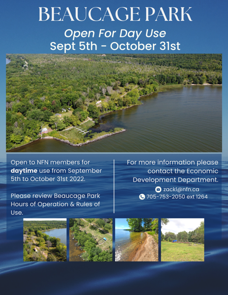 Beaucage Park Open for Day Use » Nipissing First Nation