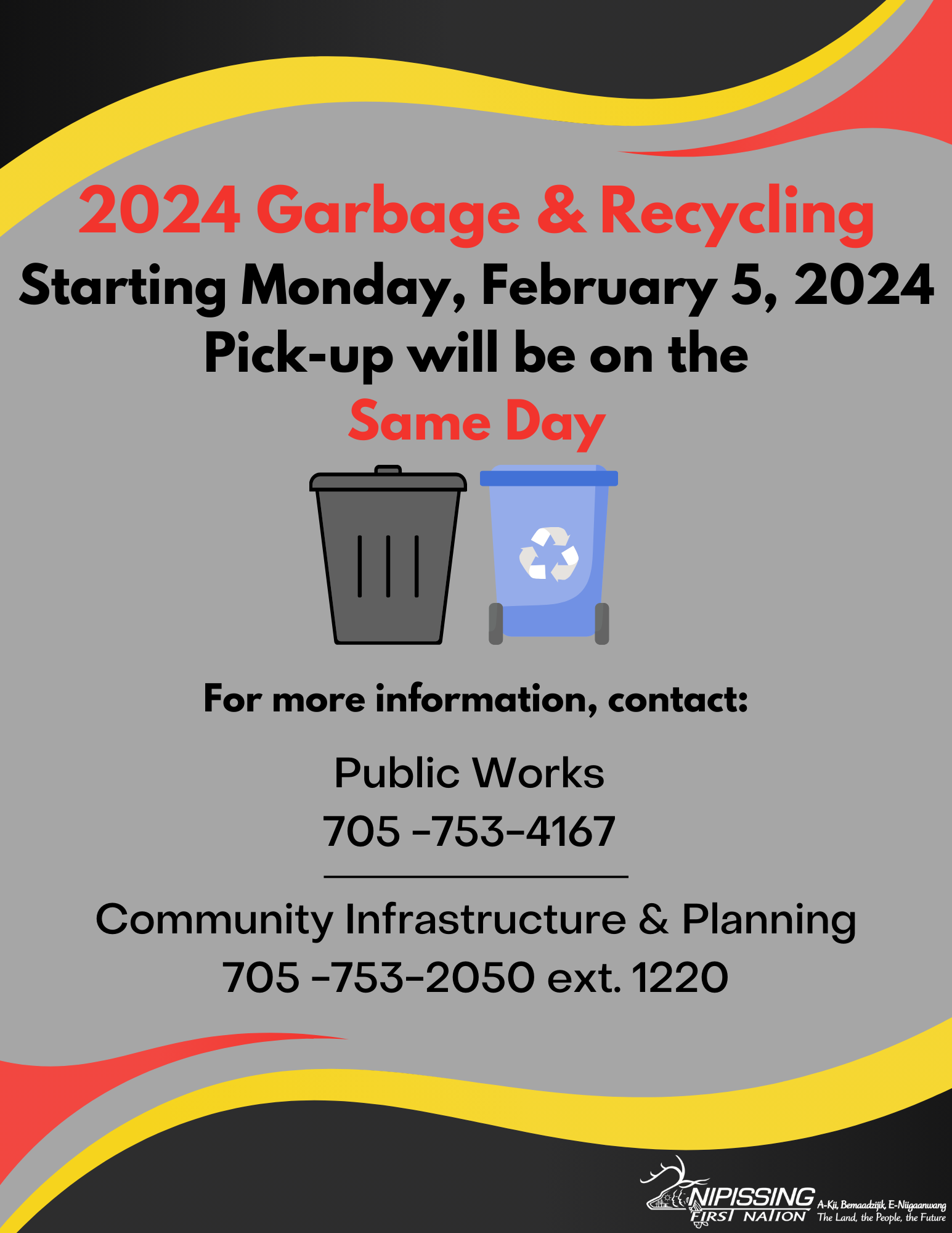 Community Notice: Garbage & Recycling 2024 » Nipissing First Nation
