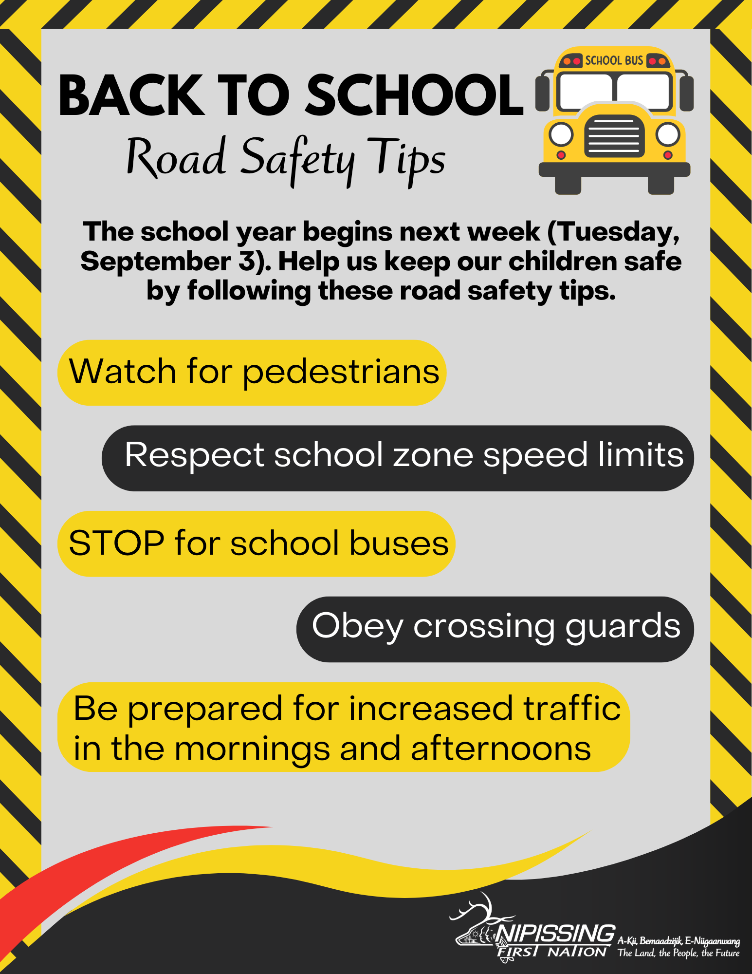 Back to School Road Safety Tips » Nipissing First Nation